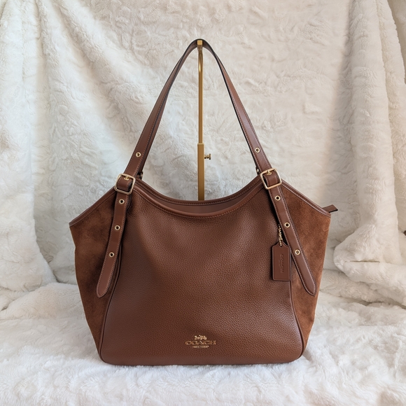 Coach | Bags | Coach Meadow Goldredwood Leather Suede Shoulder Bag ...